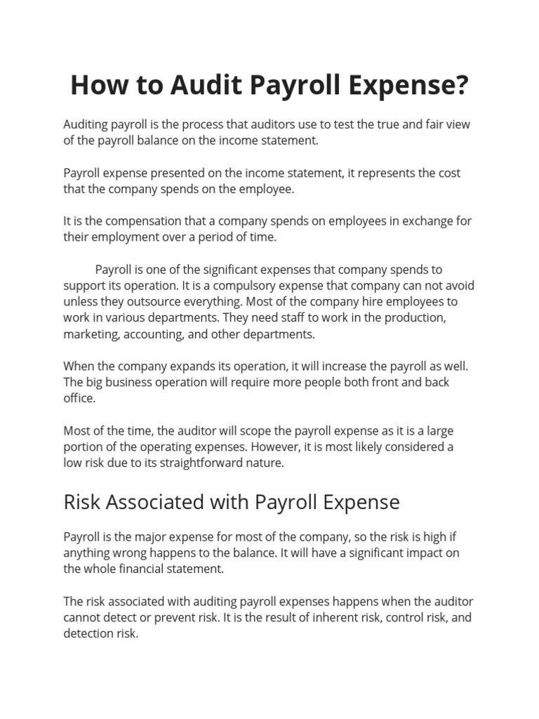 How To Audit Payroll Expense and Fixed Assets | PDF | Depreciation | Audit