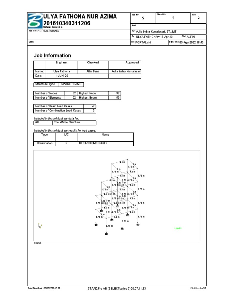 Portal Ruang | Download Free PDF | Beam (Structure) | Building Engineering