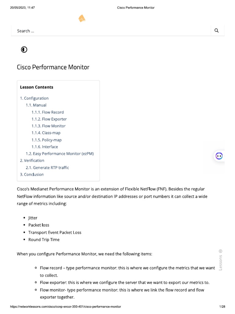 Cisco Performance Monitor | PDF