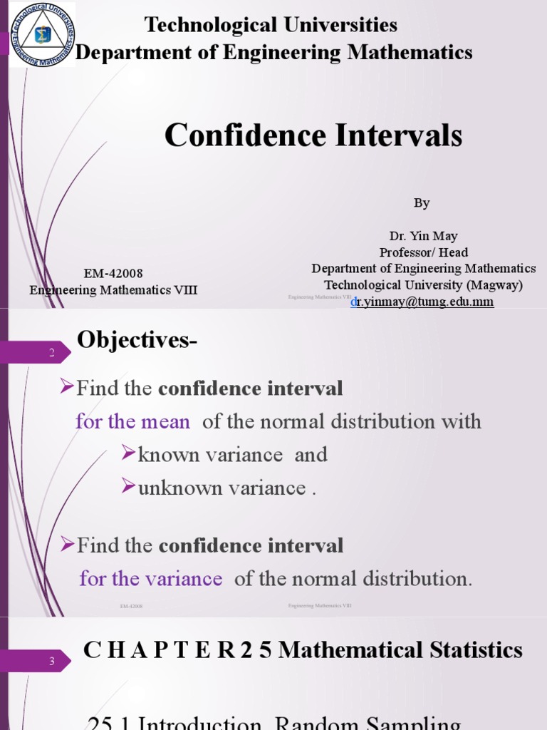EM 42008 - (CH 25) Confidence Intervals | PDF