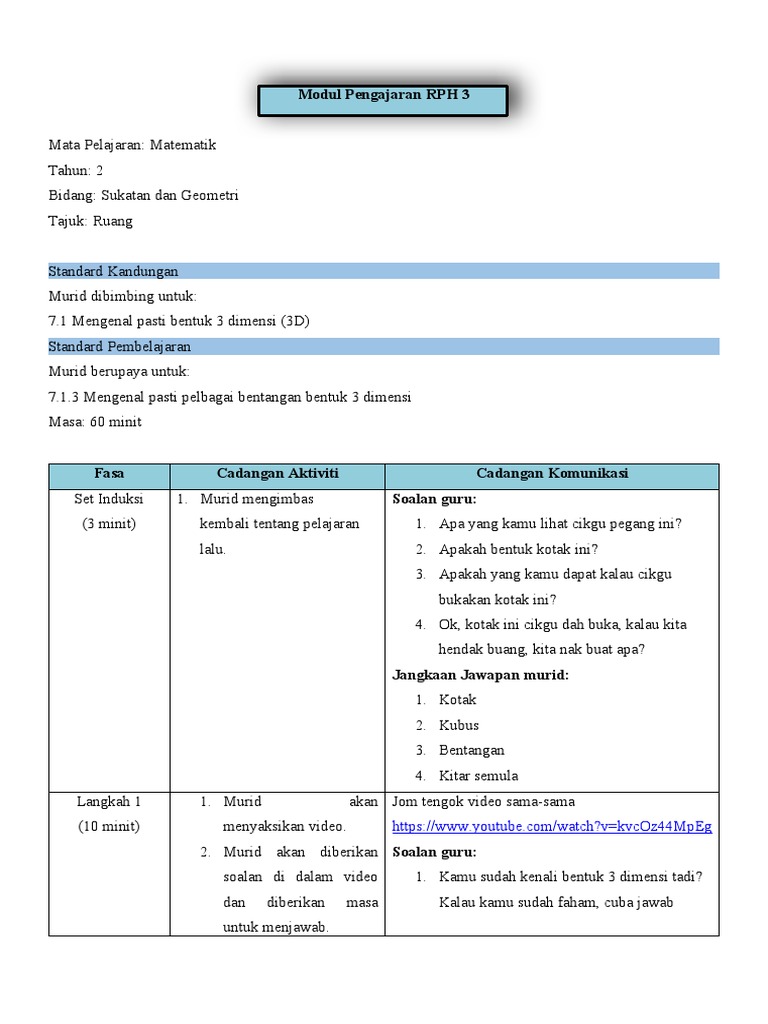 Modul Pengajaran RPH 3 | PDF