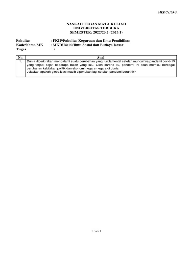 Soal Mkdu4109 Tmk3 3 | PDF