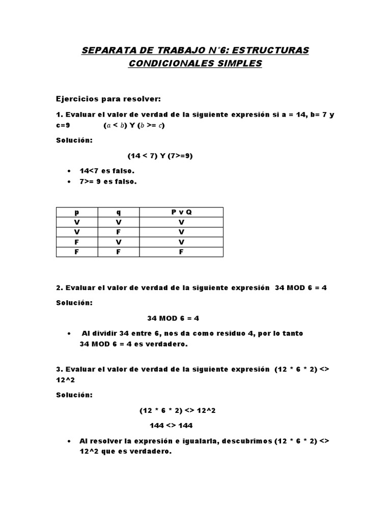 Ejercicios de Estructuras Condicionales | PDF