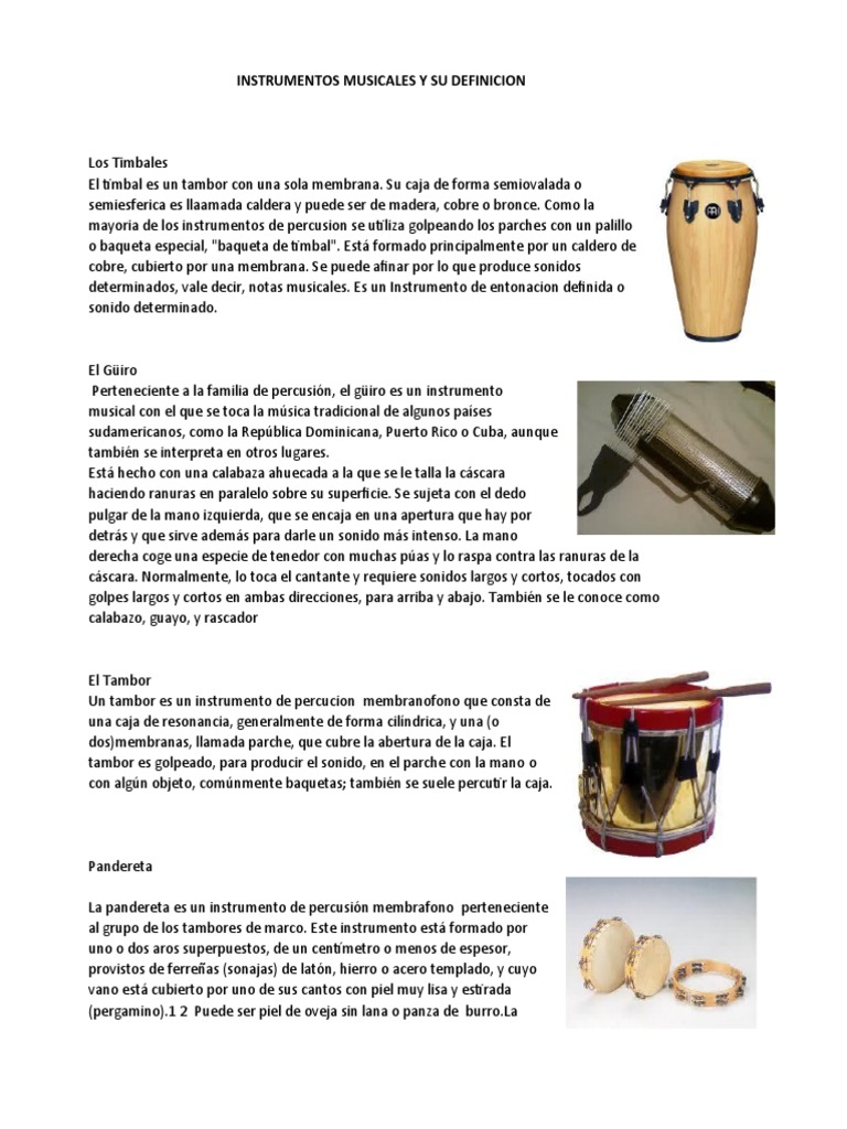 Instrumentos Musicales y Su Definicion | PDF | Guitarras | Piano