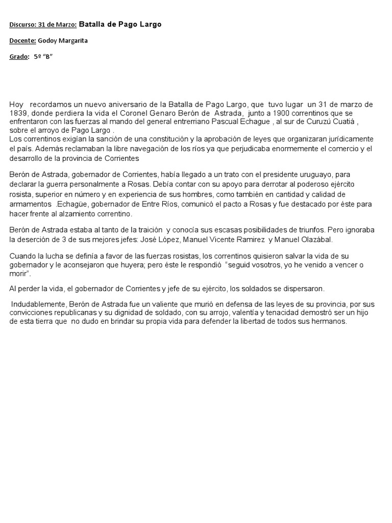Genaro Berón de Astrada y Pago Largo | PDF