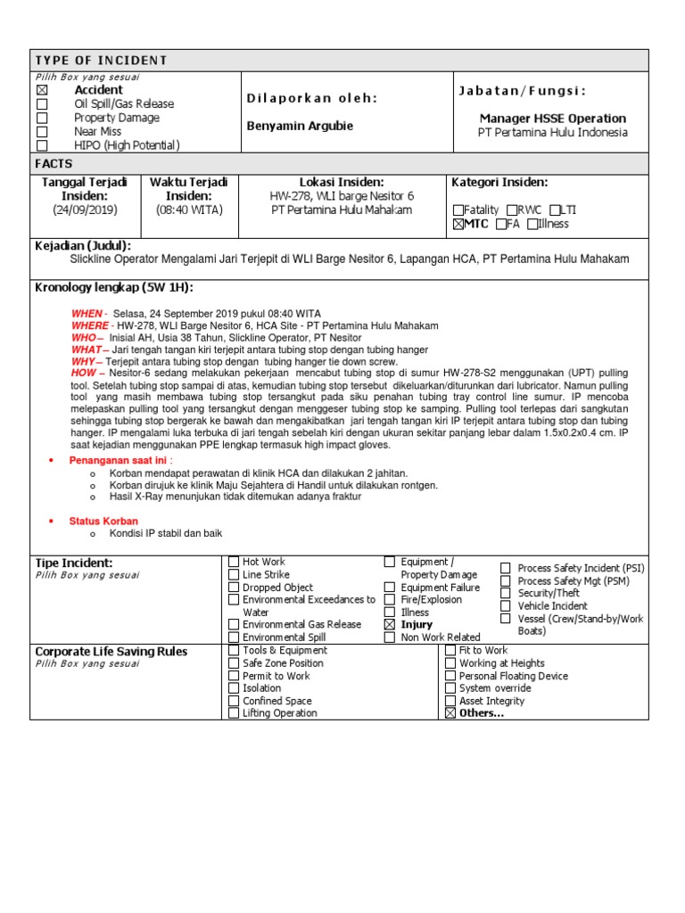 Form Laporan Accident | PDF