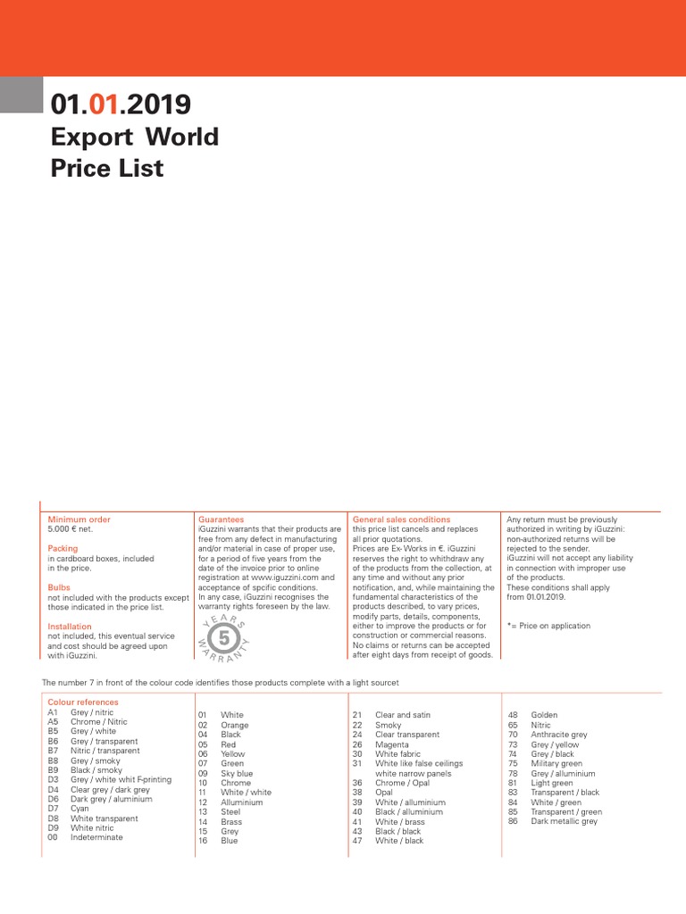 Export World Price List 2019 | PDF | Color | Visual Perception