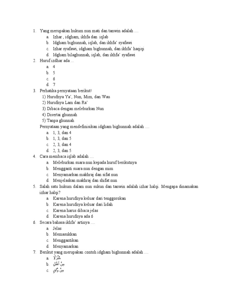 Soal PG BTQ Kelas 8 | PDF