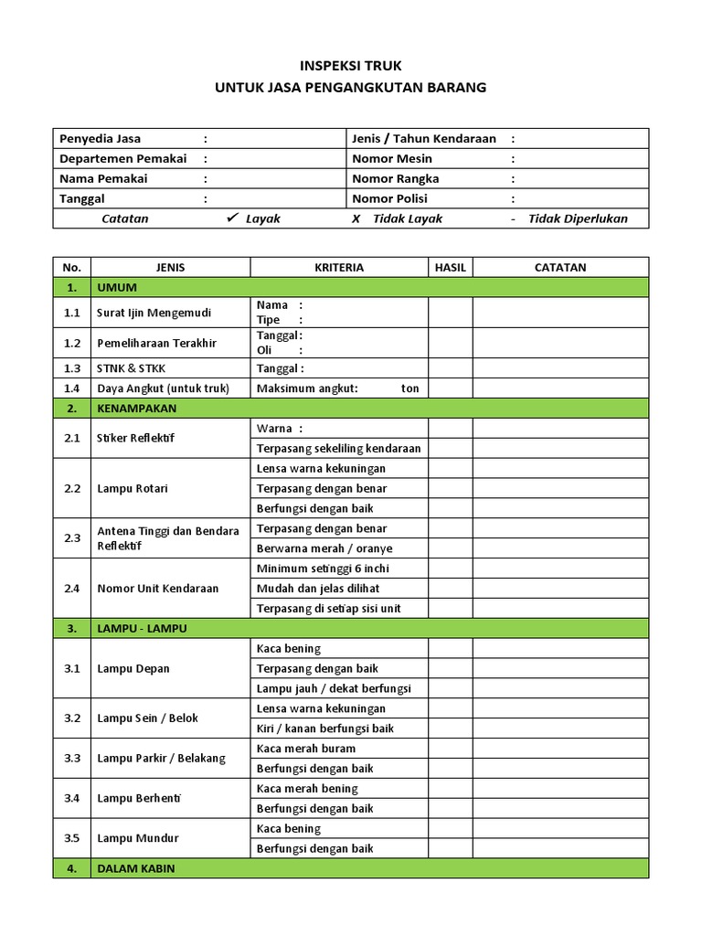 Lampiran - Inspeksi Truk V1 | PDF