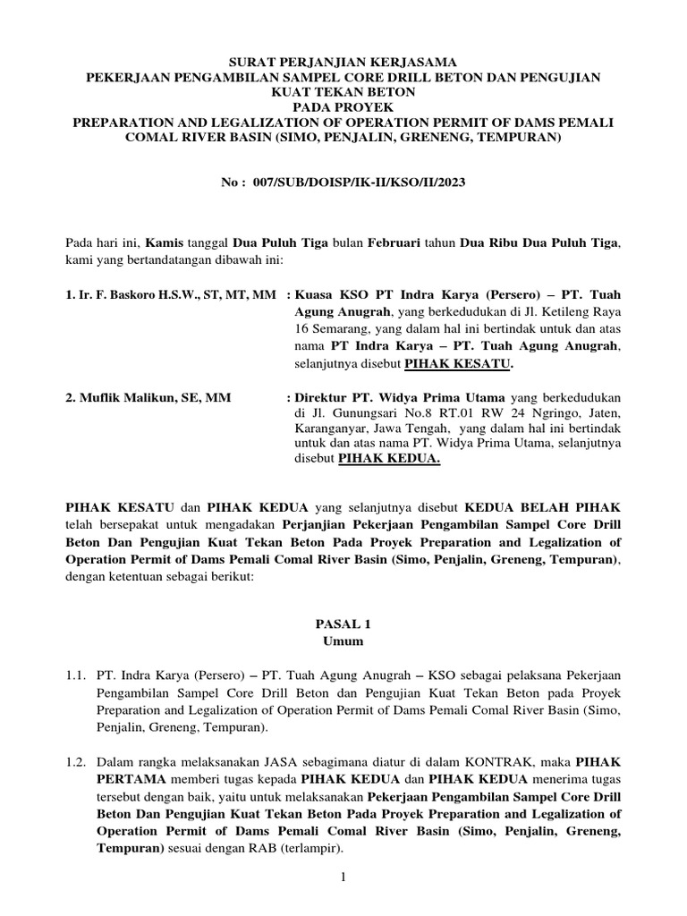 DOIS - PT Widya Prima Utama - Core Drill Beton | PDF