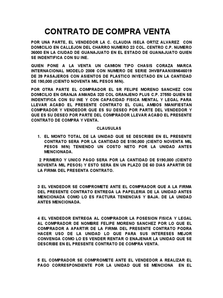 Contrato de Compra Venta | PDF | Derecho empresarial | Derecho contractual