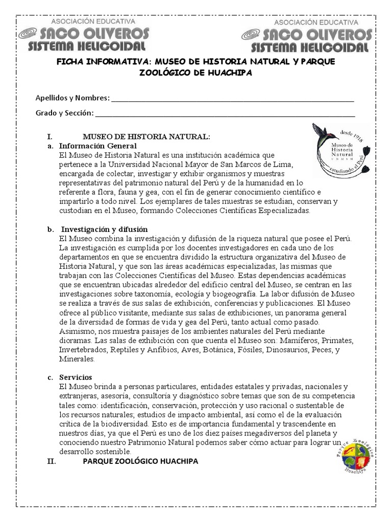 Ficha-Visita de Estudios | PDF | Museo | Fauna