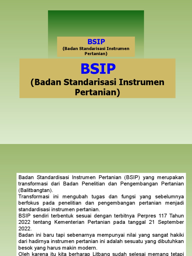 BSIP Kementan & Yogyakarta | PDF