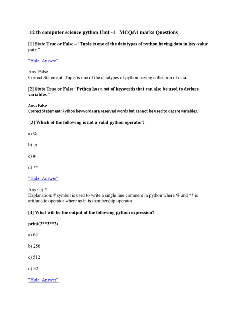 12 Th Computer Science Python Unit 1 Notes Pdf Parameter Computer Programming Comma 0852