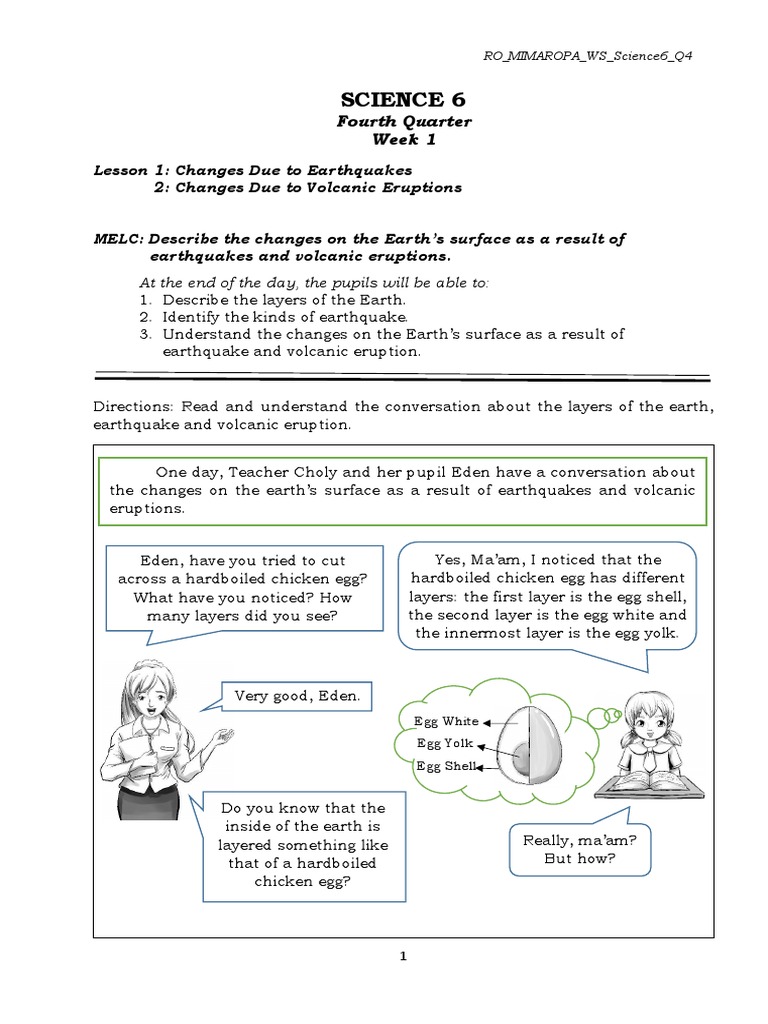 Science6WS Q4 Week-1 | PDF | Earthquakes | Volcano