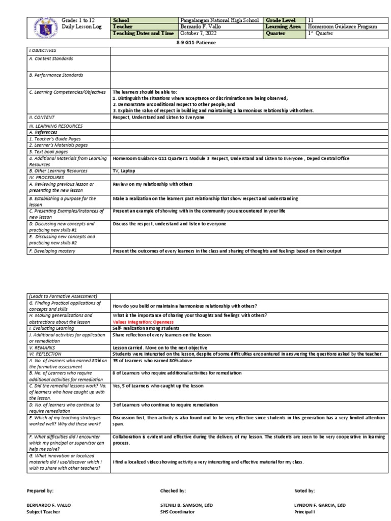 DLL Template Module3 HGP | Download Free PDF | Learning | Teachers