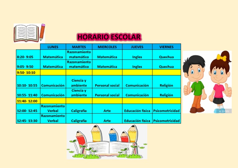 Nuevo Horario Escolar | PDF