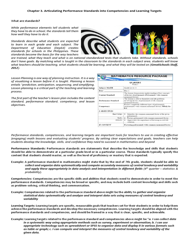 Chapter 3. Articulating Performance Standards Into Competencies and Learning Targets | PDF ...