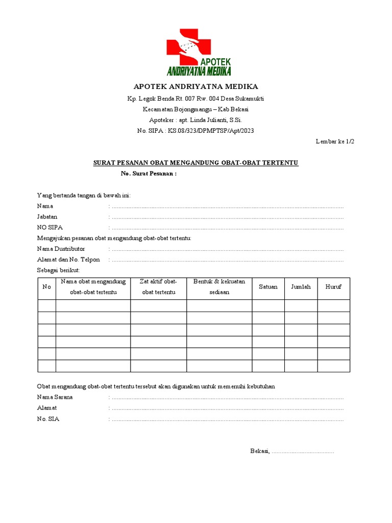Blanko Obat Tertentu | PDF
