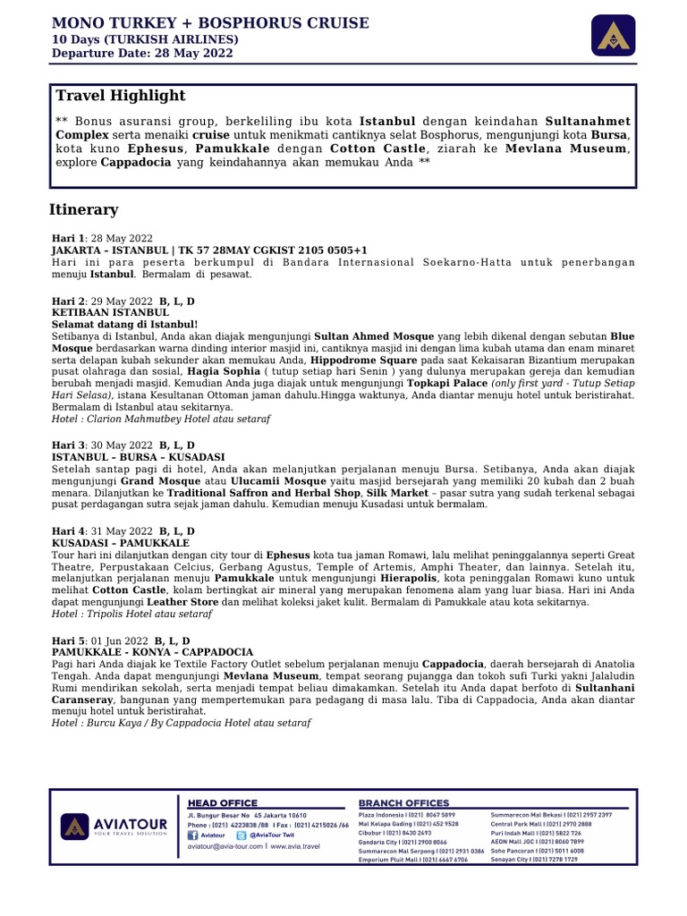 Mono Turkey + Bosphorus Cruise | PDF