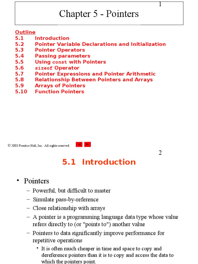 Chapter 5 Pointers 2003 Prentice Hall Inc All Rights Reserved 