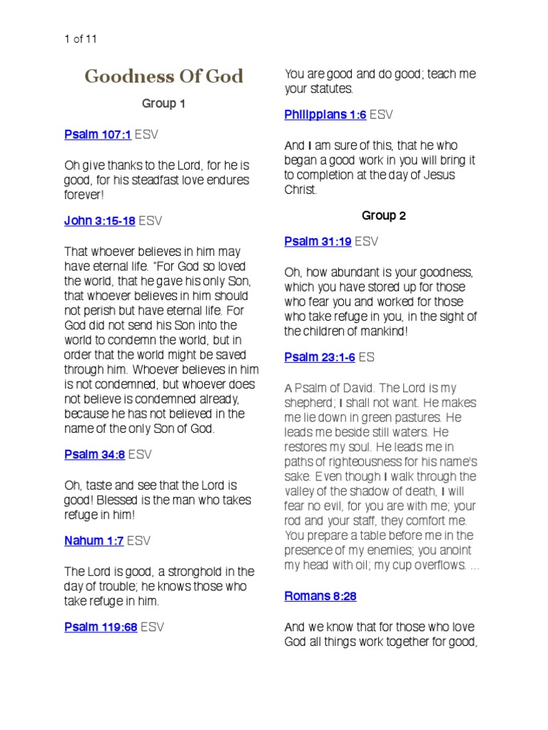 The Goodness of God Verses | PDF | Glory (Religion) | Jesus