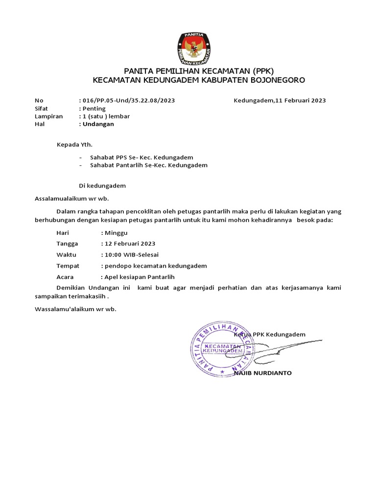 Undangan PPS Dan Pantarlih | PDF