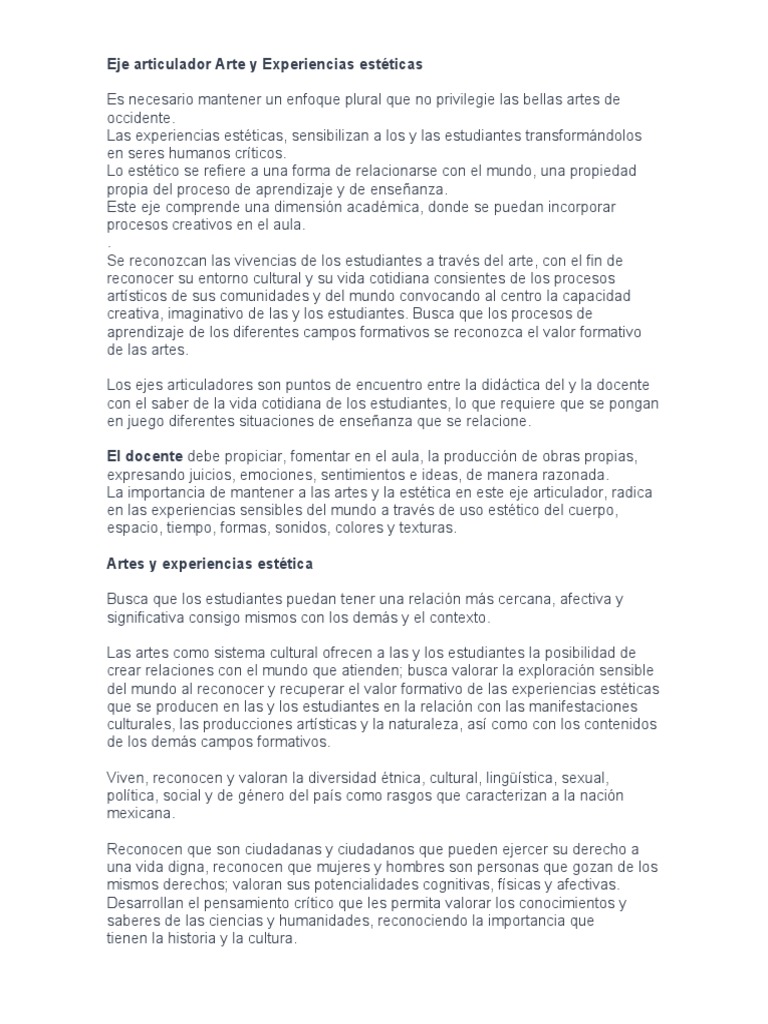Eje Articulador Arte y Experiencias Estéticas | Descargar gratis PDF ...