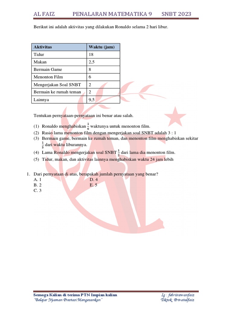 Penalaran Matematika Part 9 Up | PDF