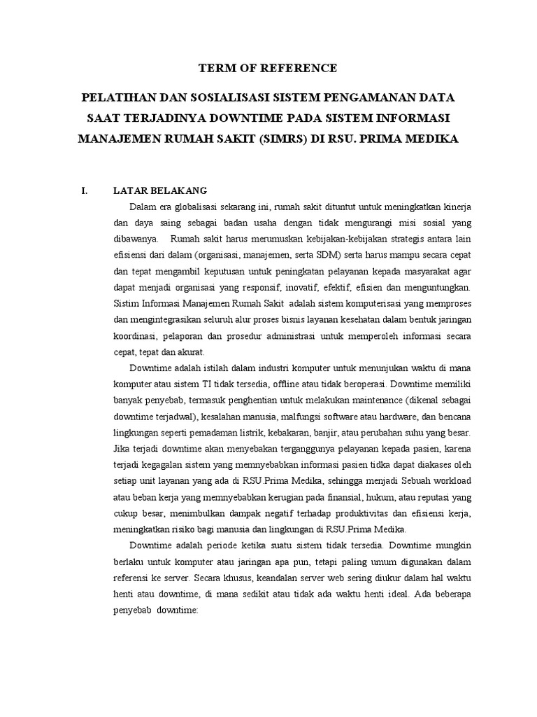 Pelatihan Penanganan Downtime SIMRS | PDF