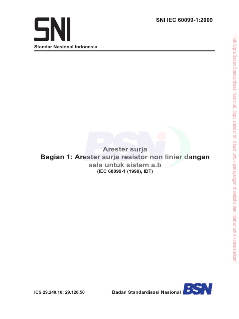 Sni Iec 60099-1 - 2009 | PDF