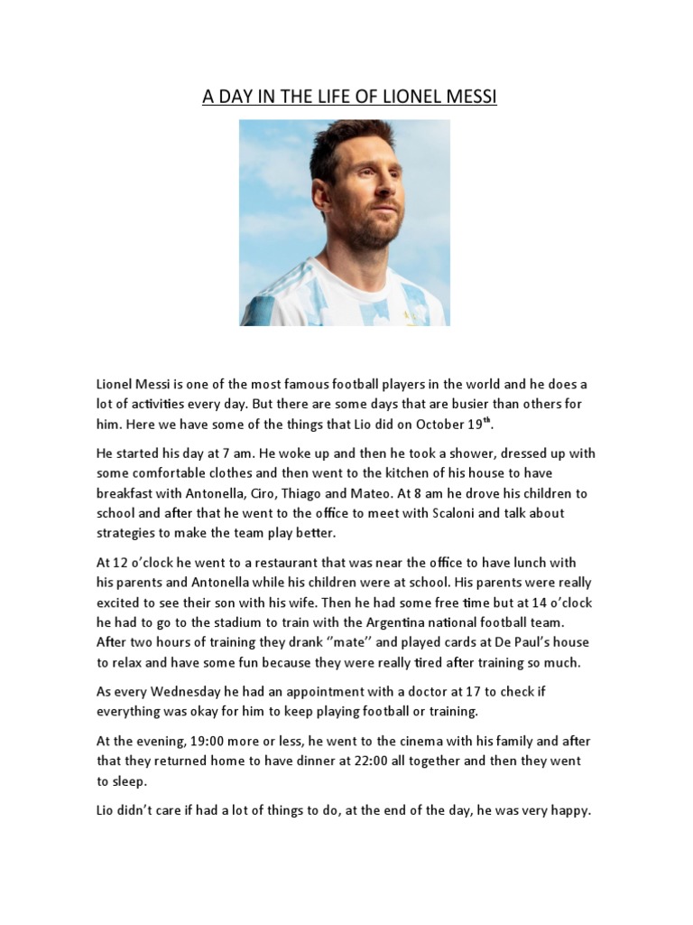 A Day in The Life of Lionel Messi | PDF | Food And Drink