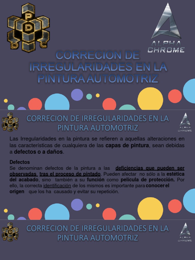 Presentación Corrección de Irregularidades en La Pintura Automotriz ...