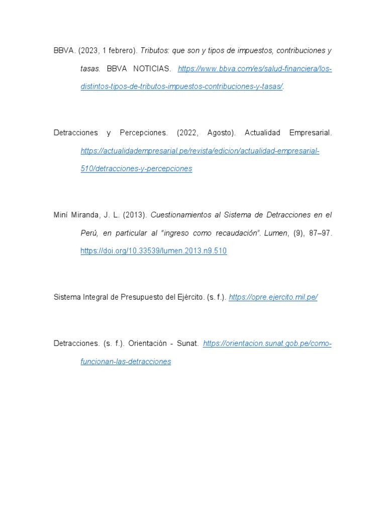 Citas Bibliograficas | Descargar gratis PDF | Impuestos | Perú