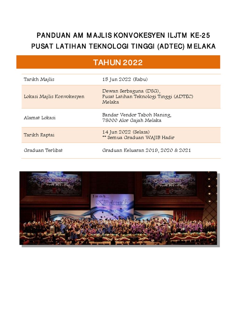 Panduan Am Majlis Konvokesyen Iljtm | PDF