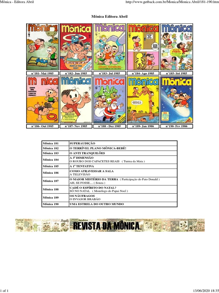 Mônica Editora Abril: O Roubo Dos Capacetes Reais (Turma Da Mata) | PDF