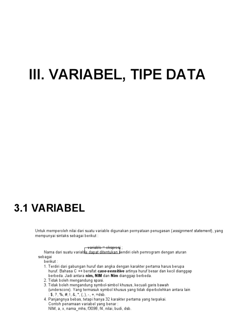 Variabel Tipe Data 2 | PDF | Metode & Bahan Ajar | Komputer