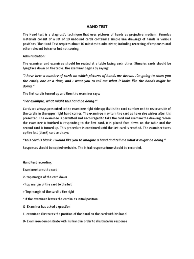 Hand Test | PDF