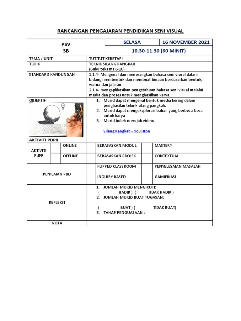 RPH PSV TAHUN 3B | PDF | Seni