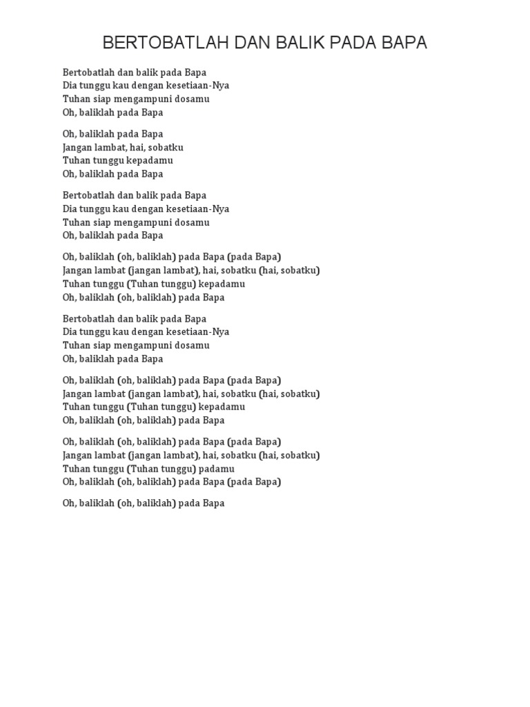 Bertobatlah Dan Balik Pada Bapa | PDF