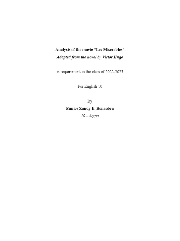 Les Miserables Movie Analysis | PDF | Cosette | Marius Pontmercy