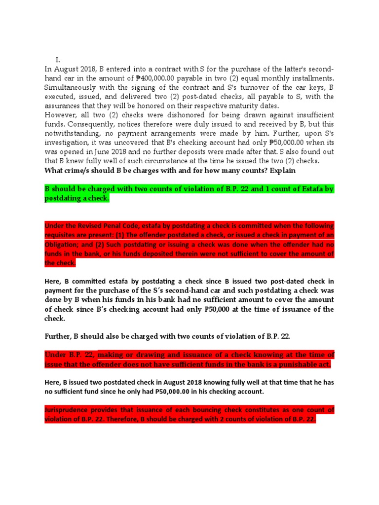 Kath Short Mock Bar Criminal Law | PDF | Defamation | Adultery