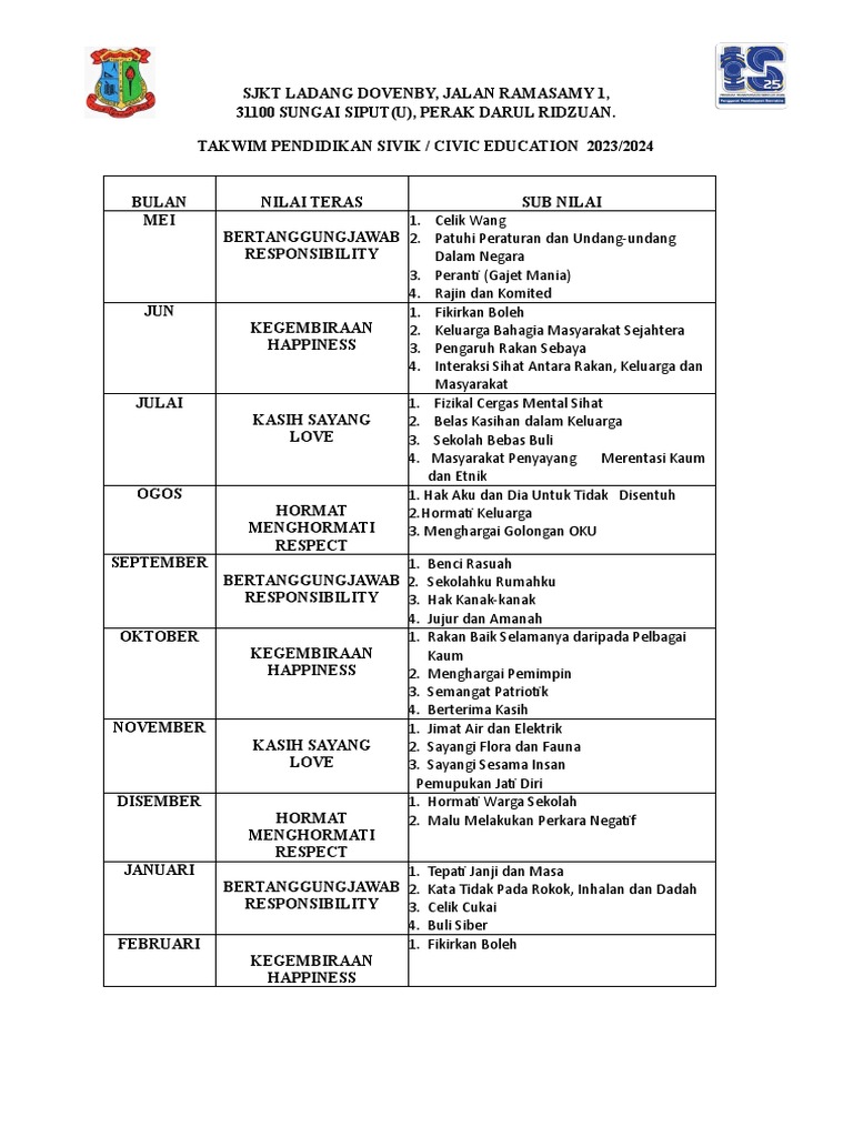 Takwim Pendidikan Sivik | PDF