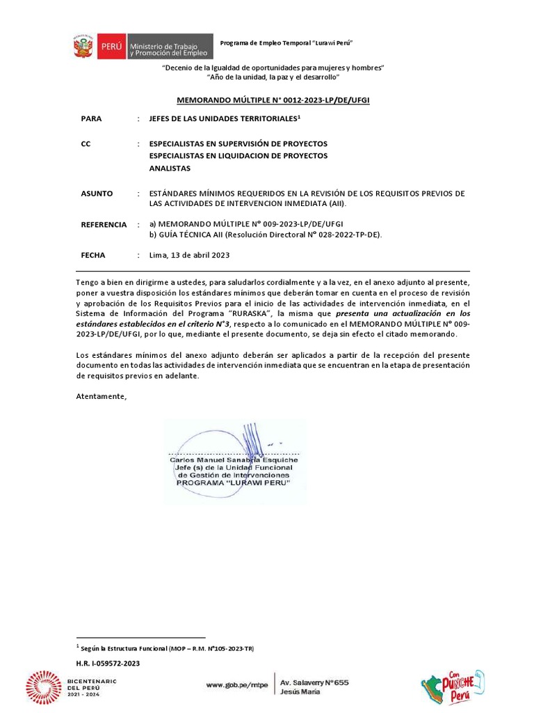 Memorando Múltiple #0012-2023-Lp-De-Ufgi | PDF | Logística