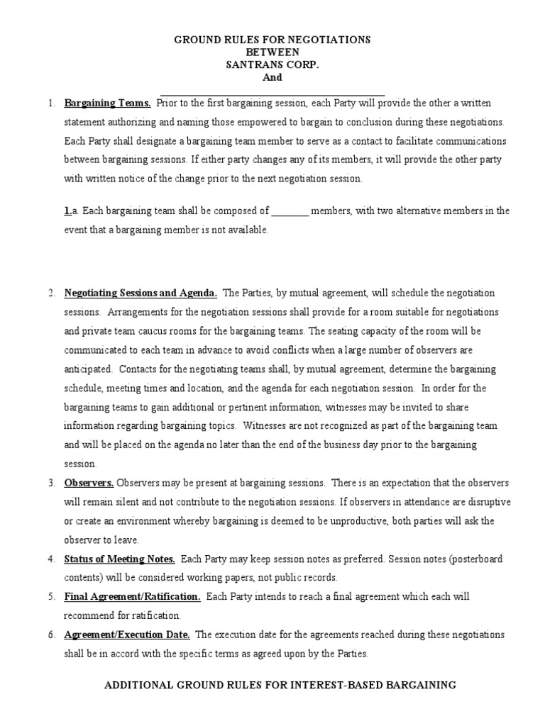 Cba GROUND RULES | PDF