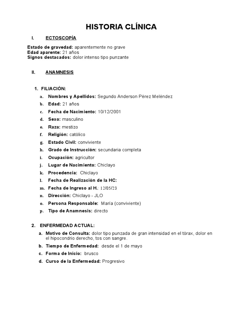 Modelo Historia Clinica | Descargar gratis PDF | Medicina CLINICA | Enfermedades y trastornos