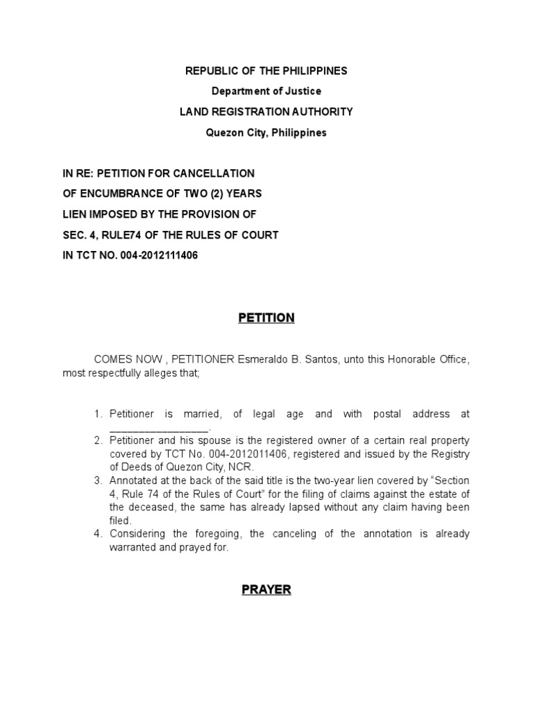 LRA Petition | Download Free PDF | Affidavit | Judiciaries
