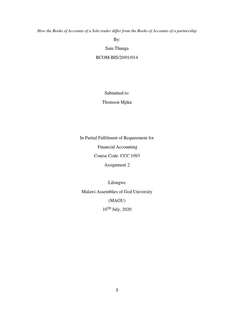 Assignment 2 | PDF | Partnership | Sole Proprietorship