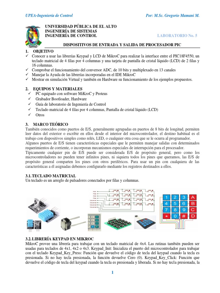 Guia Lab 5 Interfaz I - o Control | PDF | Conversor analógico a digital | C (lenguaje de ...