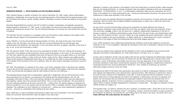Nuguid v. Nuguid | PDF | Will And Testament | Inheritance